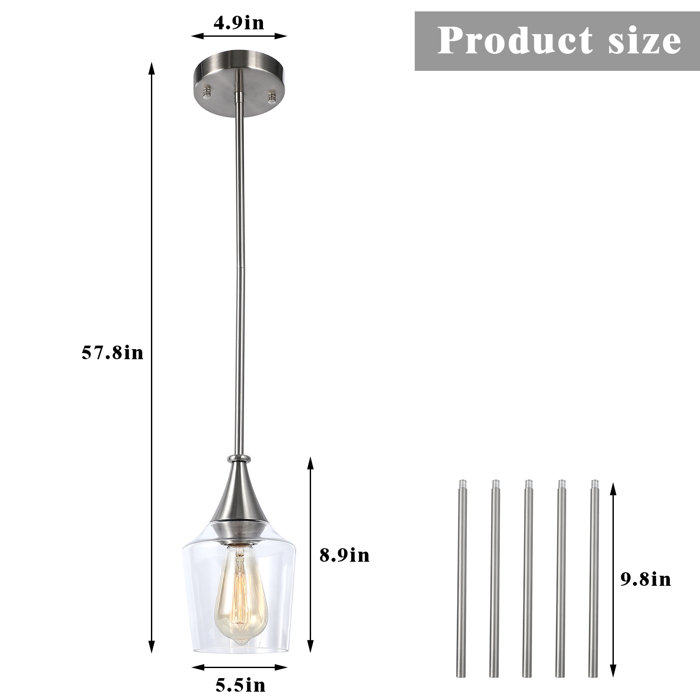 Ebern Designs Baldon 1 - Light Silver Bell Pendant | Wayfair